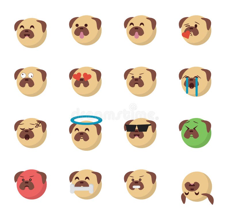 Cute Emoticon Design - Dog Set Stock Vector - Illustration of vector ...
