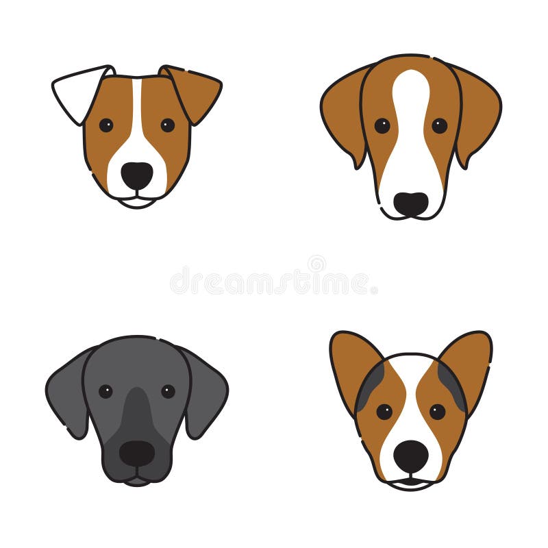 Set of Dog Face Logos. Different Breeds Stock Illustration ...