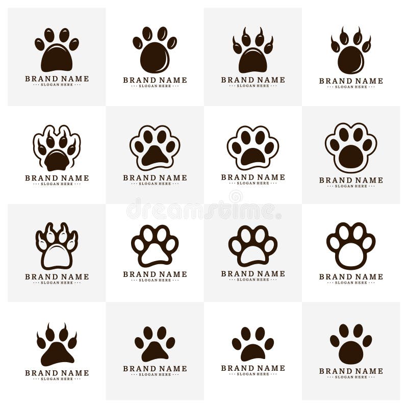 Set of Dog Foot Logo Design Vector Template. Dog Icon Logo Vector Stock ...
