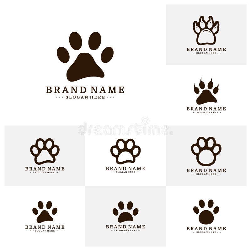 Set of Dog Foot Logo Design Vector Template. Dog Icon Logo Vector Stock ...