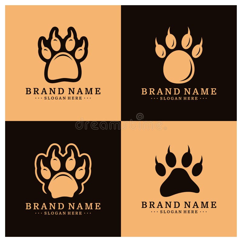 Set of Dog Foot Logo Design Vector Template. Dog Icon Logo Vector Stock ...