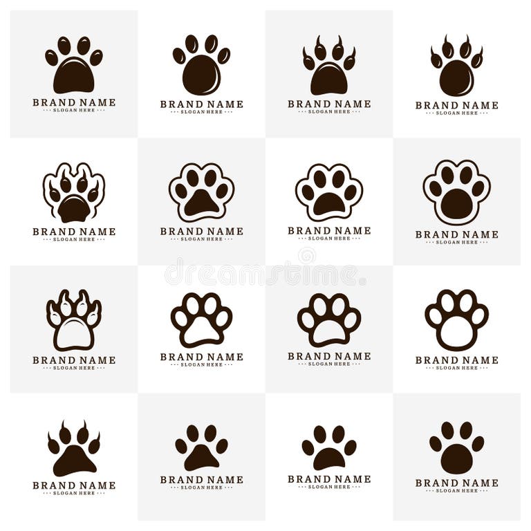 Set of Dog Foot Logo Design Vector Template. Dog Icon Logo Vector Stock ...