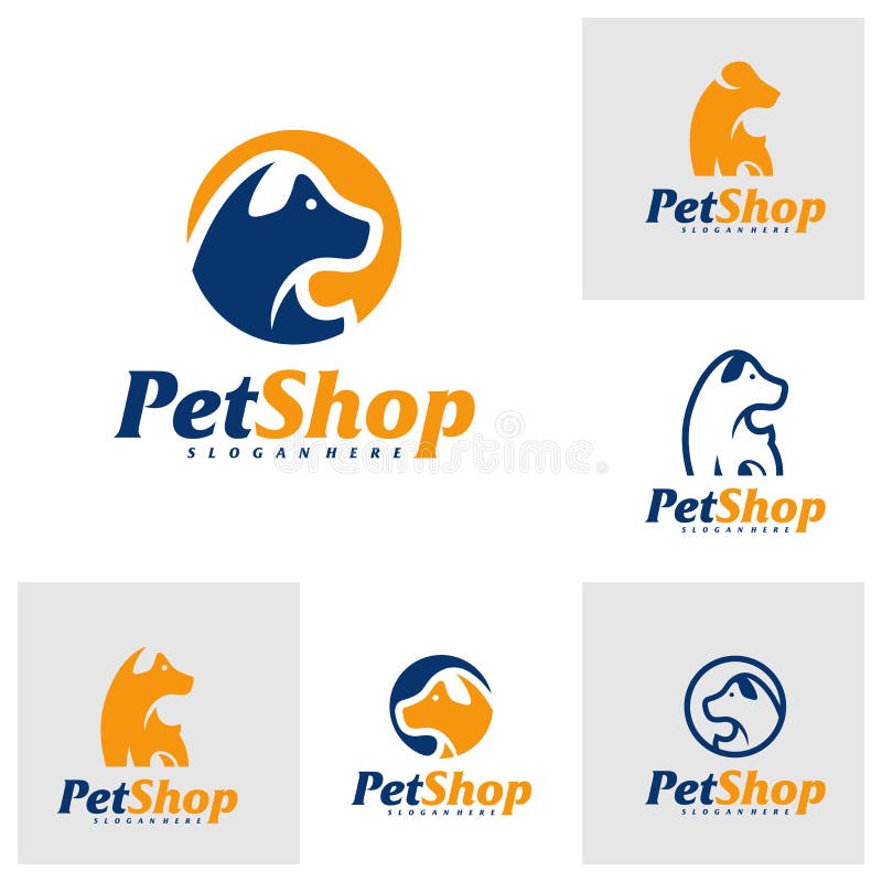 Set of Dog Logo Design Template. Pet Logo Concept Vector. Emblem ...