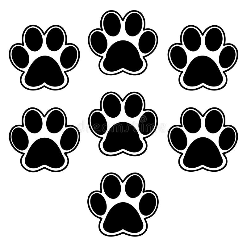 Set of 9 Dog Paw Print Silhouette Icons Vector Stock Vector ...