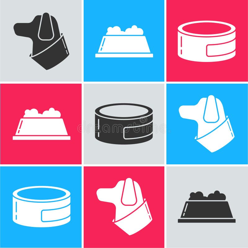 Set Dog, Pet Food Bowl and Canned Food Icon. Vector Stock Vector ...