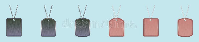 Set of Dog Tag Cartoon Icon Design Template with Various Models. Vector ...