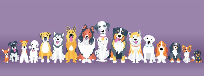 Set of dogs flat design stock vector. Illustration of akita - 303456629