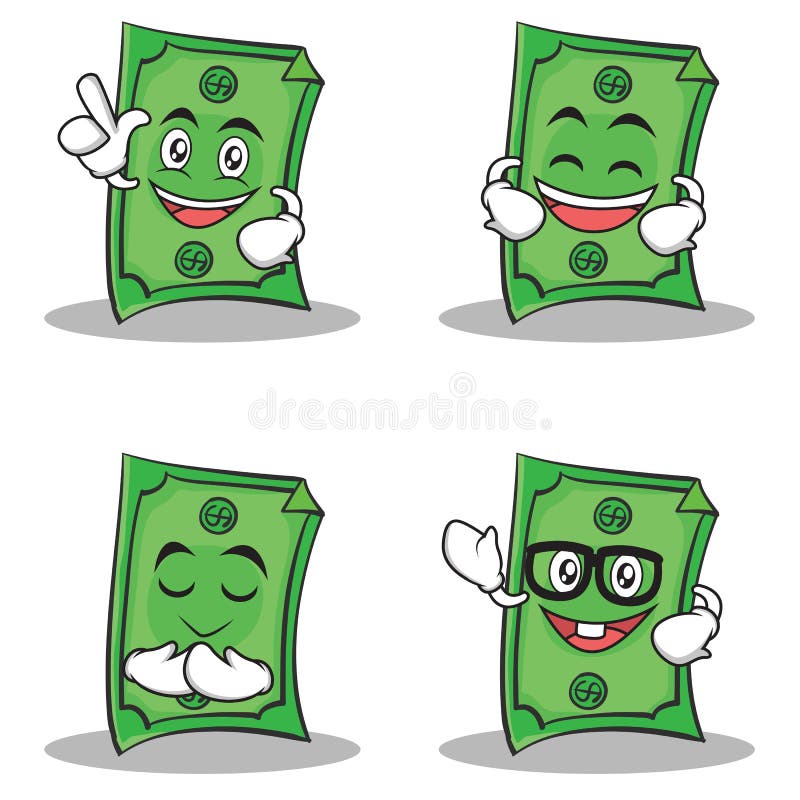 Set of Dollar Character Cartoon Style Collection Stock Vector ...