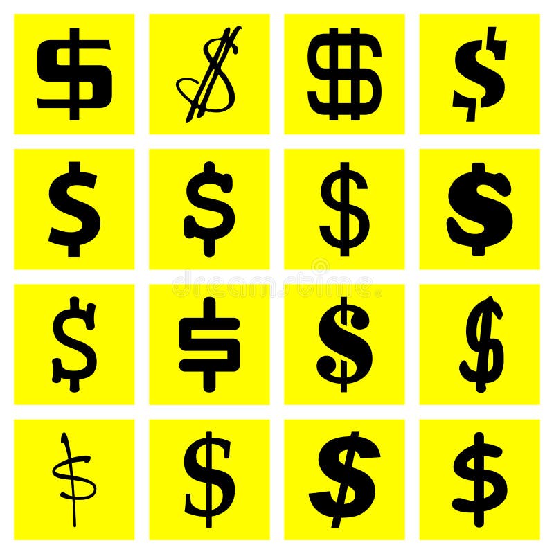 Set of Dollar Icons Isolated Logos Stock Vector - Illustration of ...