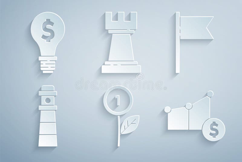 Set Dollar Plant, Location Marker, Lighthouse, Pie Chart and Dollar ...