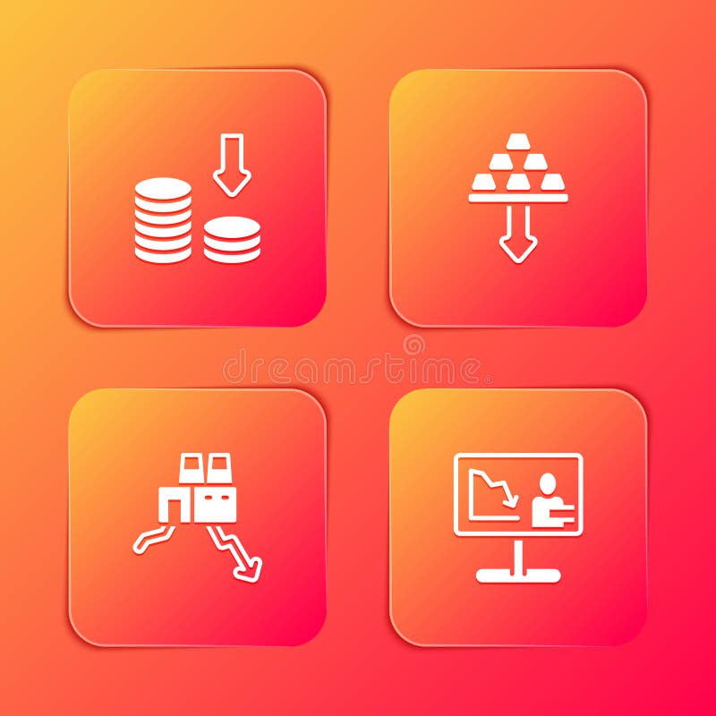 Set Dollar Rate Decrease, Gold Bars, Shutdown of Factory and Global Economic Crisis News Icon ...