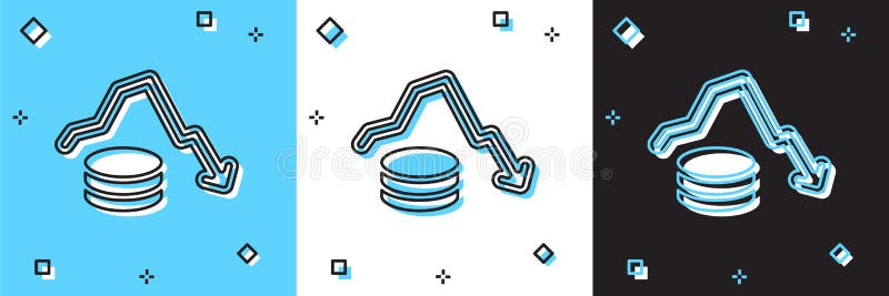 Set Dollar Rate Decrease Icon Isolated on Blue and White, Black Background. Cost Reduction Stock ...
