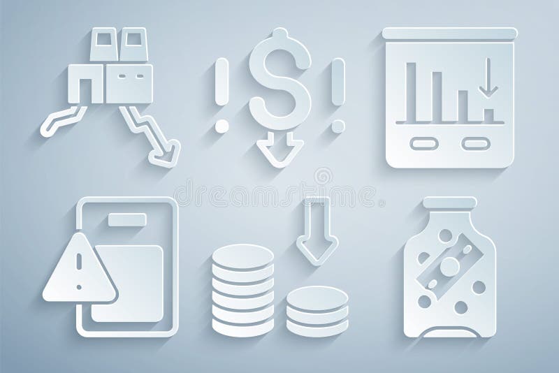 Set Dollar Rate Decrease, Pie Chart Infographic, Global Economic Crisis, Glass Money Jar with ...