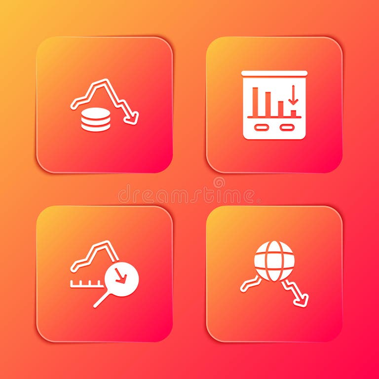 Set Dollar Rate Decrease, Pie Chart Infographic, Global Economic Crisis and Icon. Vector Stock ...