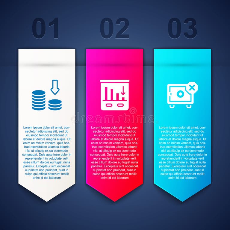 Set Dollar Rate Decrease, Pie Chart Infographic and Safe. Business Infographic Template Stock ...