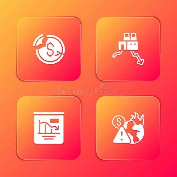 Set Dollar Rate Decrease, Shutdown of Factory, Pie Chart Infographic and Global Economic Crisis ...