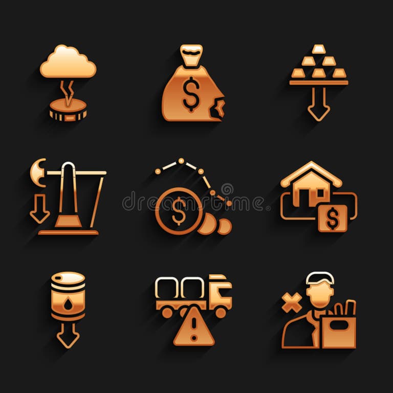 Set Dollar Rate Decrease, Stop Delivery Cargo Truck, Employee Dismissal, Hanging Sign with Sale ...