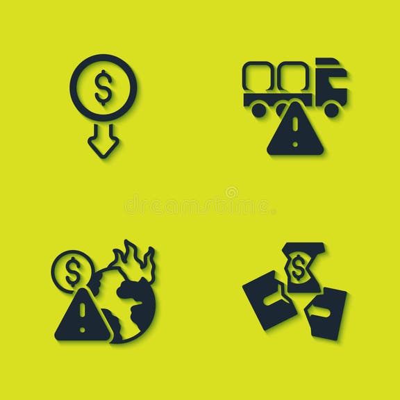 Set Dollar Rate Decrease, Tearing Money Banknote, Global Economic Crisis and Stop Delivery Cargo ...