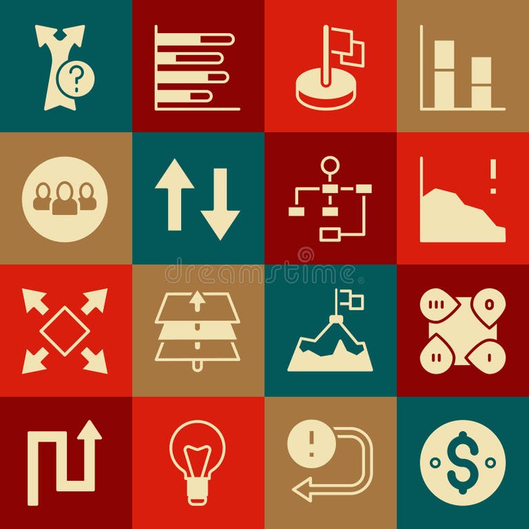 Set Dollar Symbol, Infographic Element, Financial Growth Decrease, Flag ...