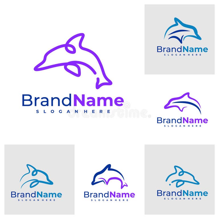Set of Dolphins Logo Vector Illustration. Dolphins Logo Design Concept ...