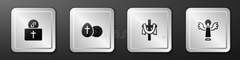 Set Donation for Church, Easter Egg, Christian Cross and Angel Icon ...