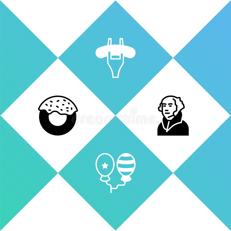 Set Donut, Balloons, Sausage the Fork and George Washington Icon ...