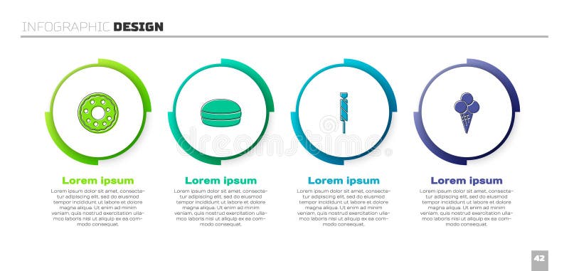 Set Donut, Macaron Cookie, Candy and Ice Cream in Waffle Cone. Business ...