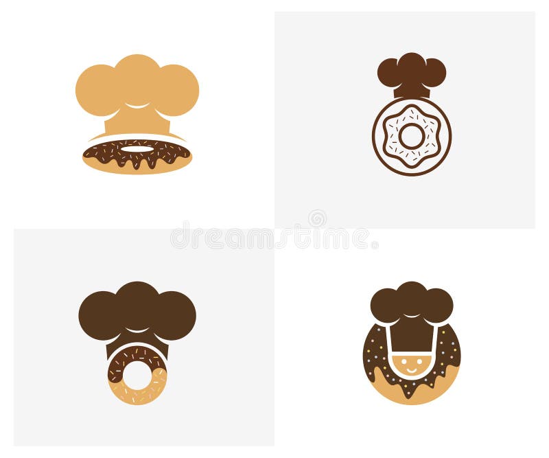 Set of Donuts Hat Chef Logo Design Vector Template, Bakery Logo Concept ...