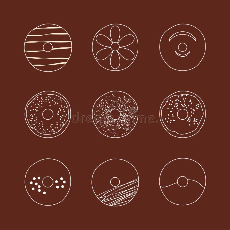 Set of Donuts with Icing and Decor. Top View Stock Vector ...