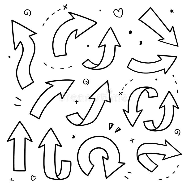 Set of Doodle Arrow. Vector Illustration Stock Vector - Illustration of ...