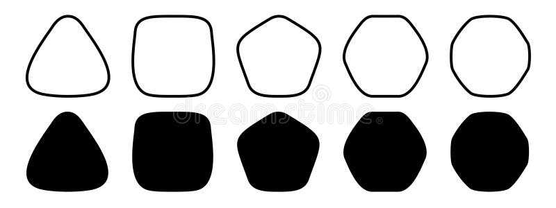 Set of Doodle Black Geometric Figures with Rounded Corners. Triangle ...