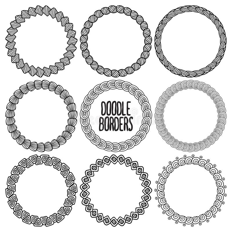 Set with doodle borders stock vector. Illustration of placard - 102337211