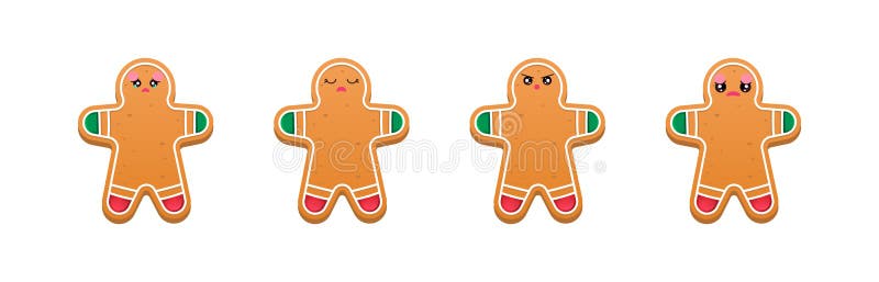 Set Doodle Cartoon Gingerbread Cookie Stock Vector - Illustration of ...