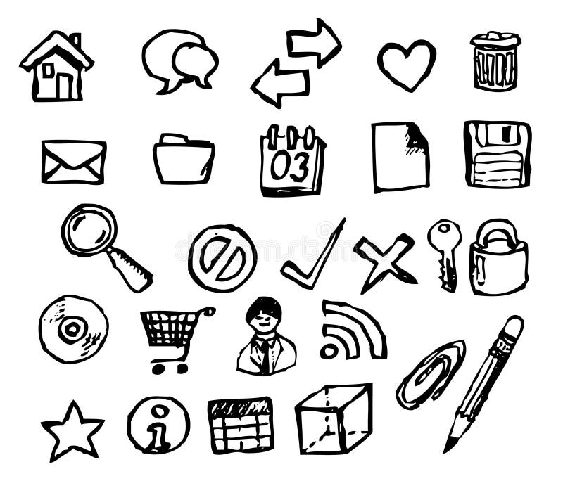 Sketchy Doodle Web Icon Computer Design Elements Stock Vector ...