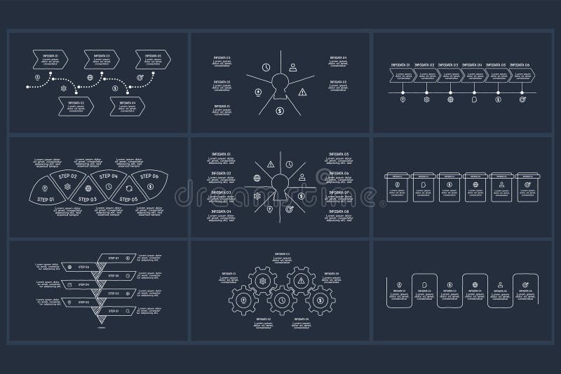 Set Doodle Concept for Infographic with 5, 6, 7, 8 Steps, Parts or ...