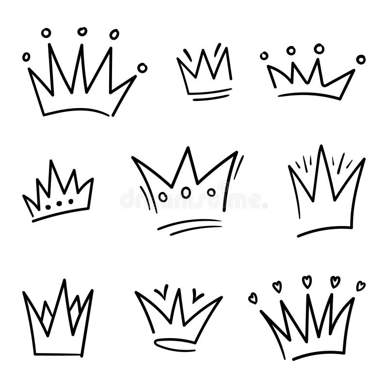 Set of Doodle Crown Sketch, Hand Drawn Style Stock Vector ... Set of Doodle Crown Sketch, Hand Drawn Style Stock Vector ...