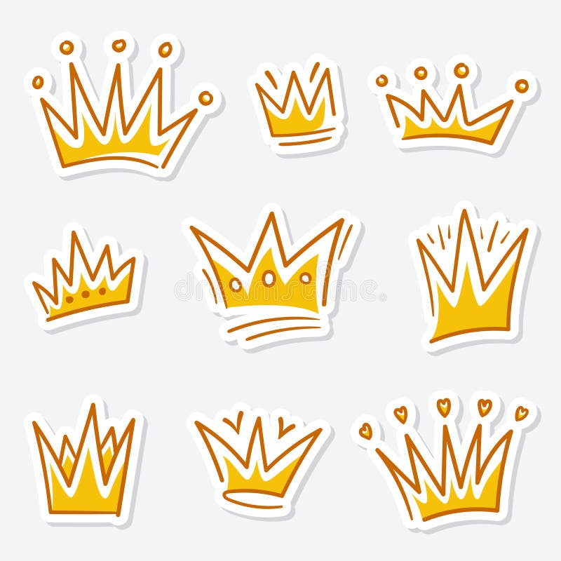 Set of Doodle Crown Sketch, Hand Drawn Style Stock Vector ... Set of Doodle Crown Sketch, Hand Drawn Style Stock Vector ...