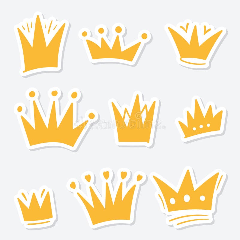 Set of Doodle Crown Sketch, Hand Drawn Style Stock Vector ... Set of Doodle Crown Sketch, Hand Drawn Style Stock Vector ...
