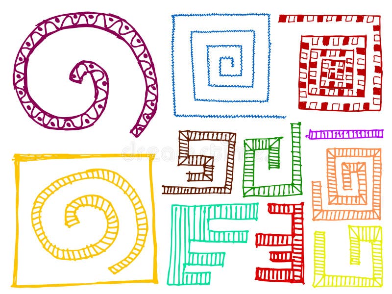 Set of Doodle Design Elements Stock Vector - Illustration of flower ...