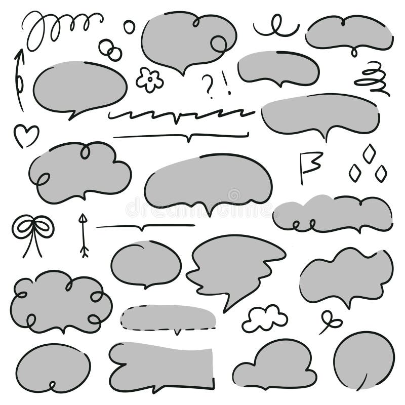 Set of Doodle Elements Drawn with a Marker. Vector Underlines, Icons ...