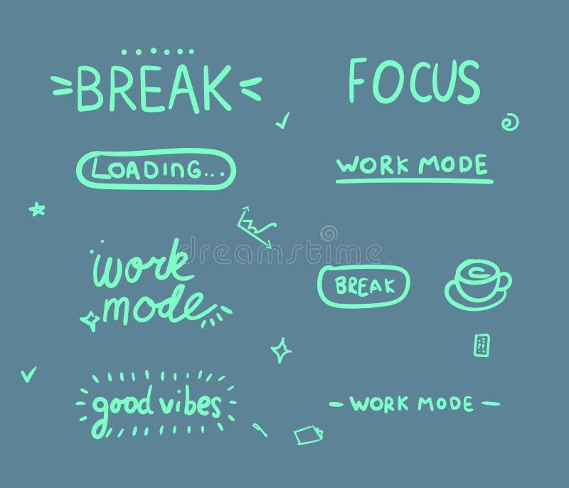 Set Doodle Elements for Rest Time. Hand Drawing, Pen Doodle Texture Art ...