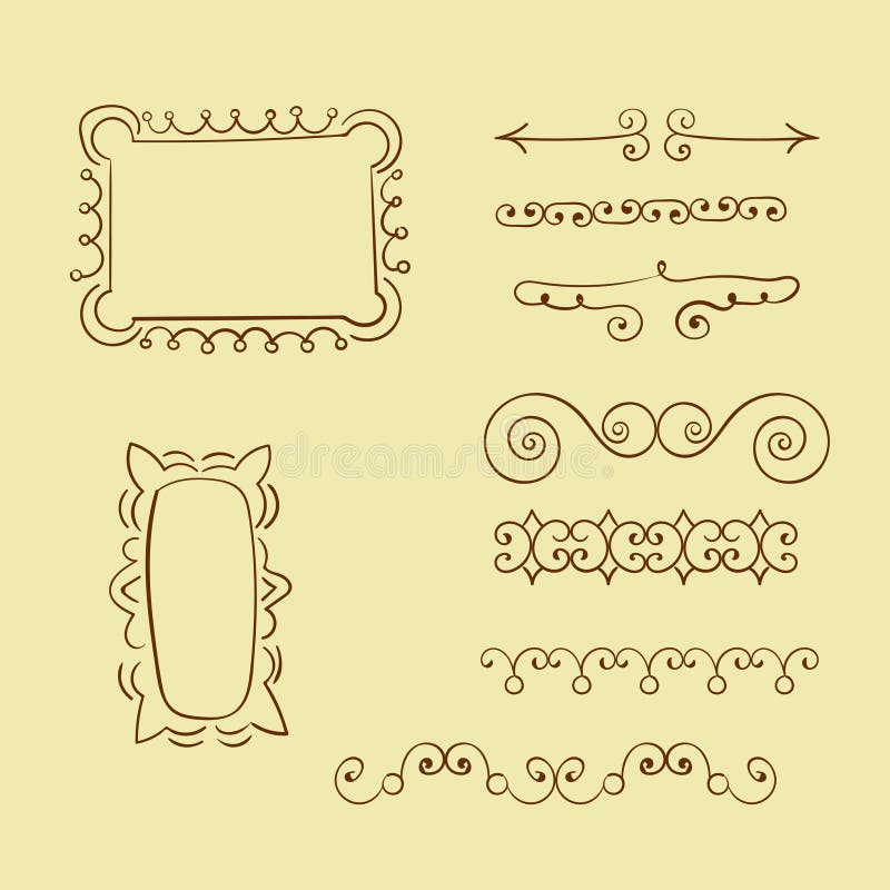 Set Of Doodle Frames And Decorative Elements Stock Vector