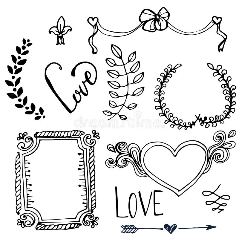 Set with doodle frames stock vector. Illustration of arrow - 61400159
