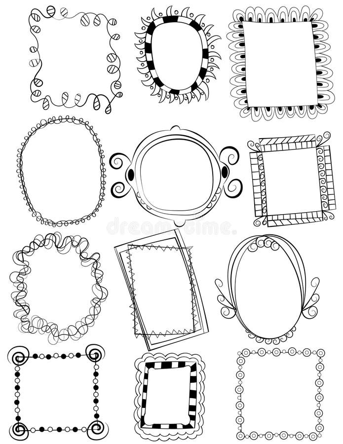 Set of Doodle Frames with No Fill Stock Vector - Illustration of design ...