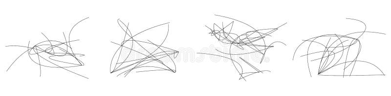 Set of Doodle, Hand Drawn Scribble Random Lines. Wavy, Curvy, Curly ...