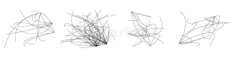 Set of Doodle, Hand Drawn Scribble Random Lines. Wavy, Curvy, Curly ...