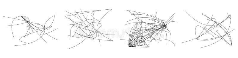 Set of Doodle, Hand Drawn Scribble Random Lines. Wavy, Curvy, Curly ...