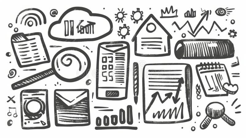 Financial Report Document Chart Icon Doodle Illustration Stock Photos ...