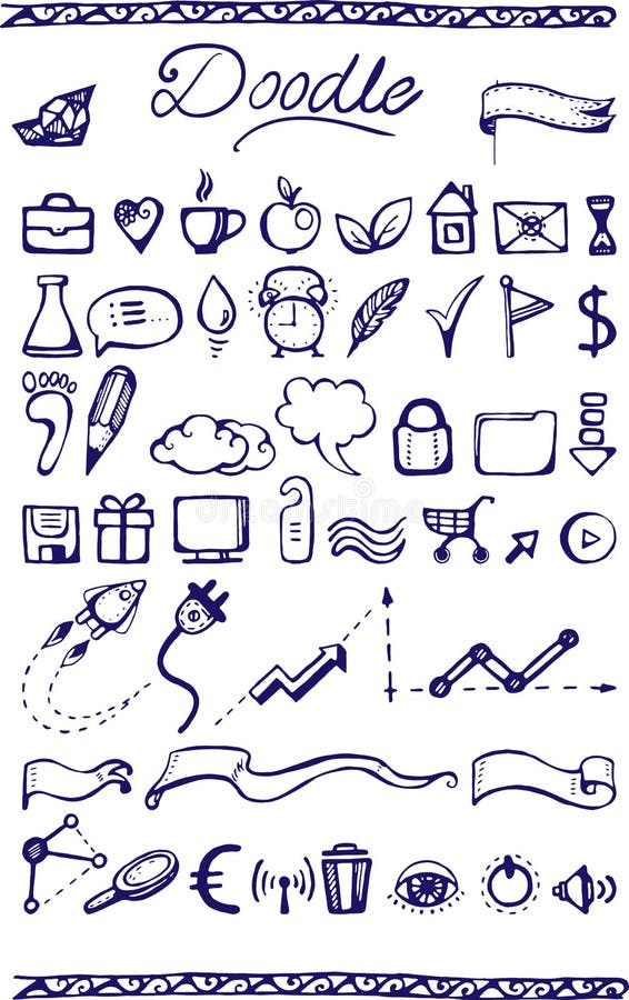 Set of doodle icons stock vector. Illustration of internet - 46201583