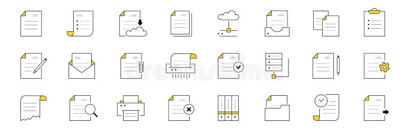 Set of Doodle Icons Work with Documents, Archive Stock Vector ...